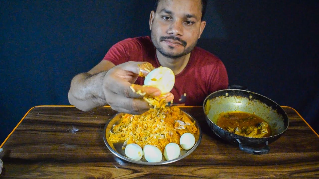 Biryani with Boyle egg eating video #asmr #mukbang #biryani - YouTube