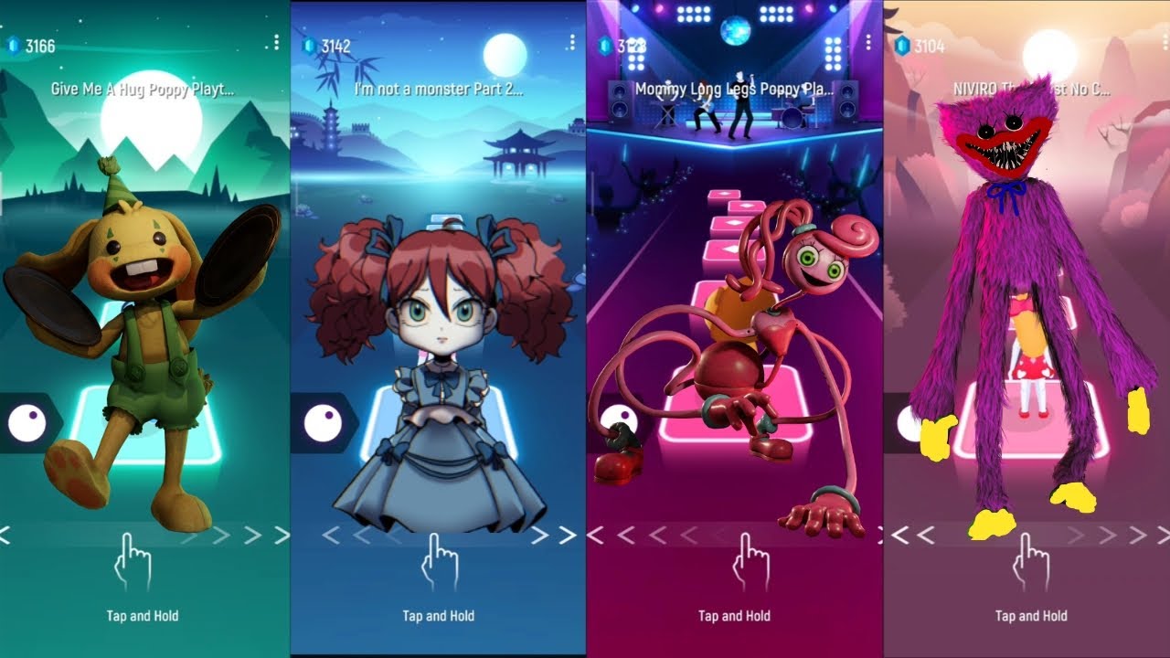 Bunzo Bunny VS Poppy VS Mommy long Legs VS Kissy Missy - Tiles Hop EDM ...