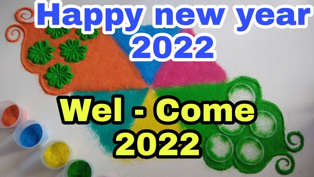 Happy new year Rangoli | New year celebration Rangoli | 2022 | Easy new ...