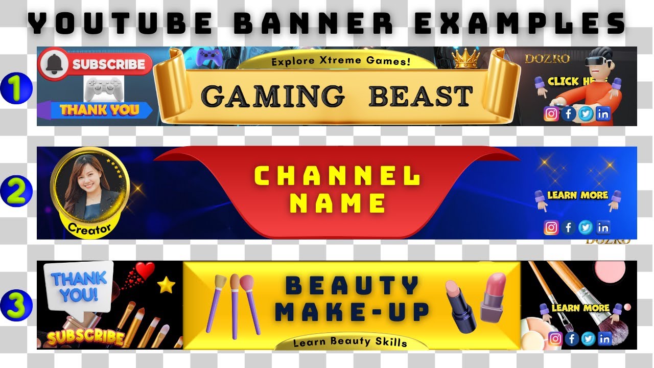 YouTube Banner Examples | Best Template Designs of YouTube Banner - YouTube