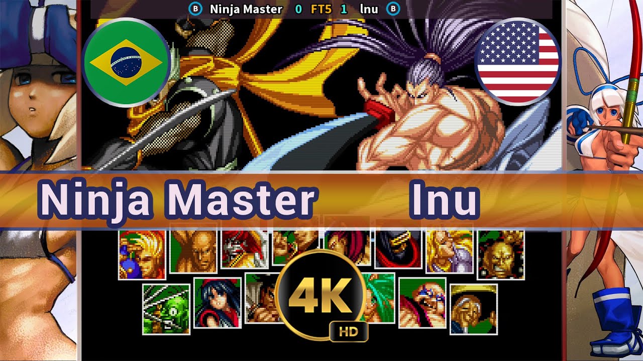 SS2 - 🇧🇷 Ninja Master vs Inu 🇺🇸 FT5 / 4K 60 FPS #samsho #ss2 # ...