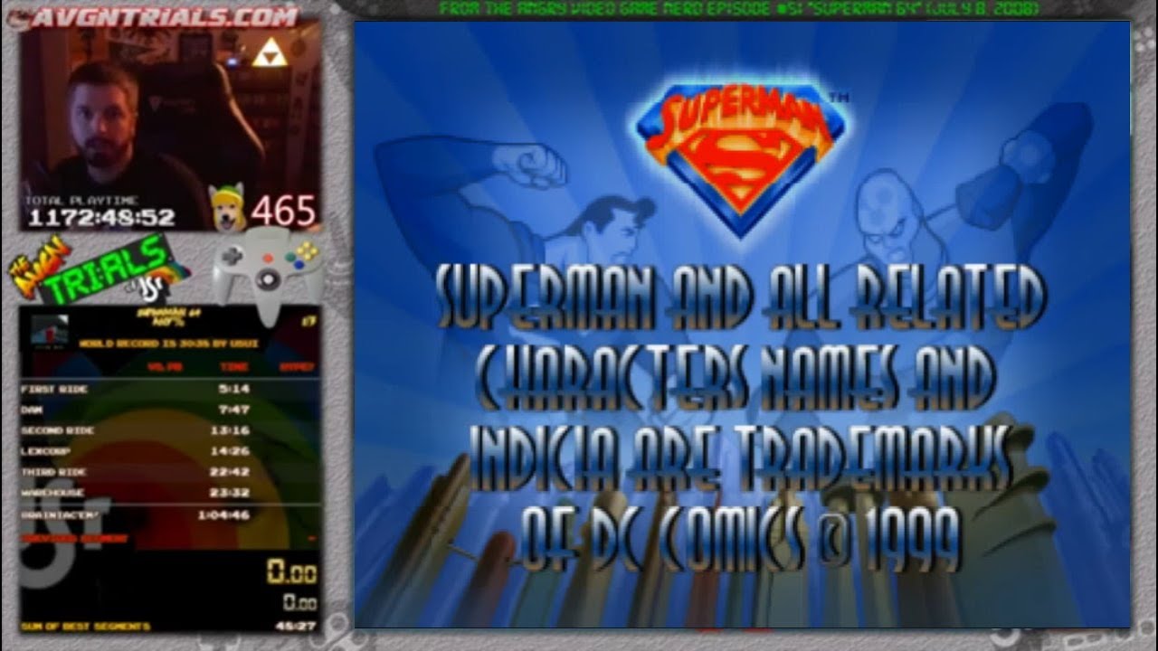 #103: Superman (N64) Speedrun in 52:56! | The AVGN Trials of JSR - YouTube