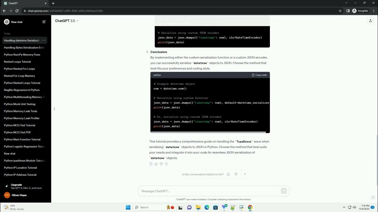 python object of type datetime is not json serializable - YouTube