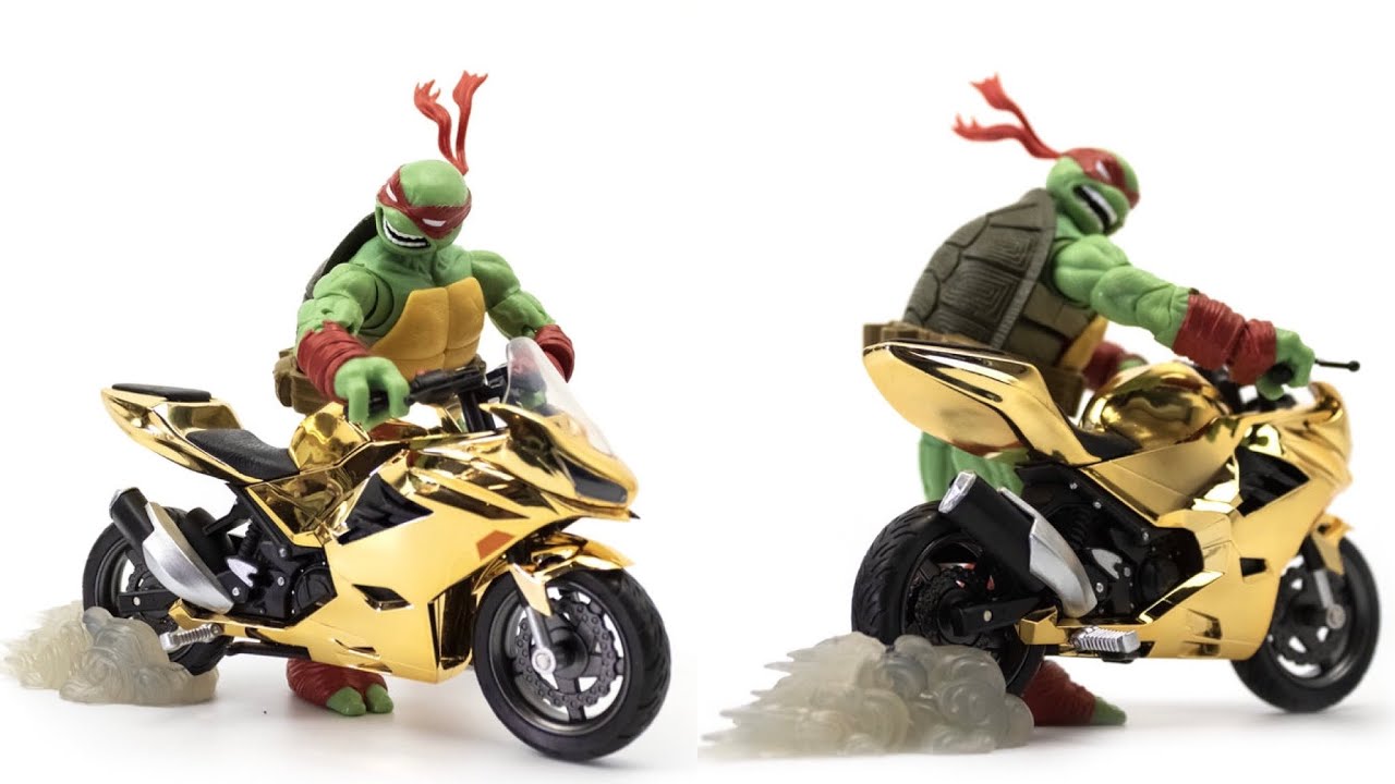 New teenage mutant ninja TMNT BST AXN + VEHICLE Raphael Comic with Gold ...