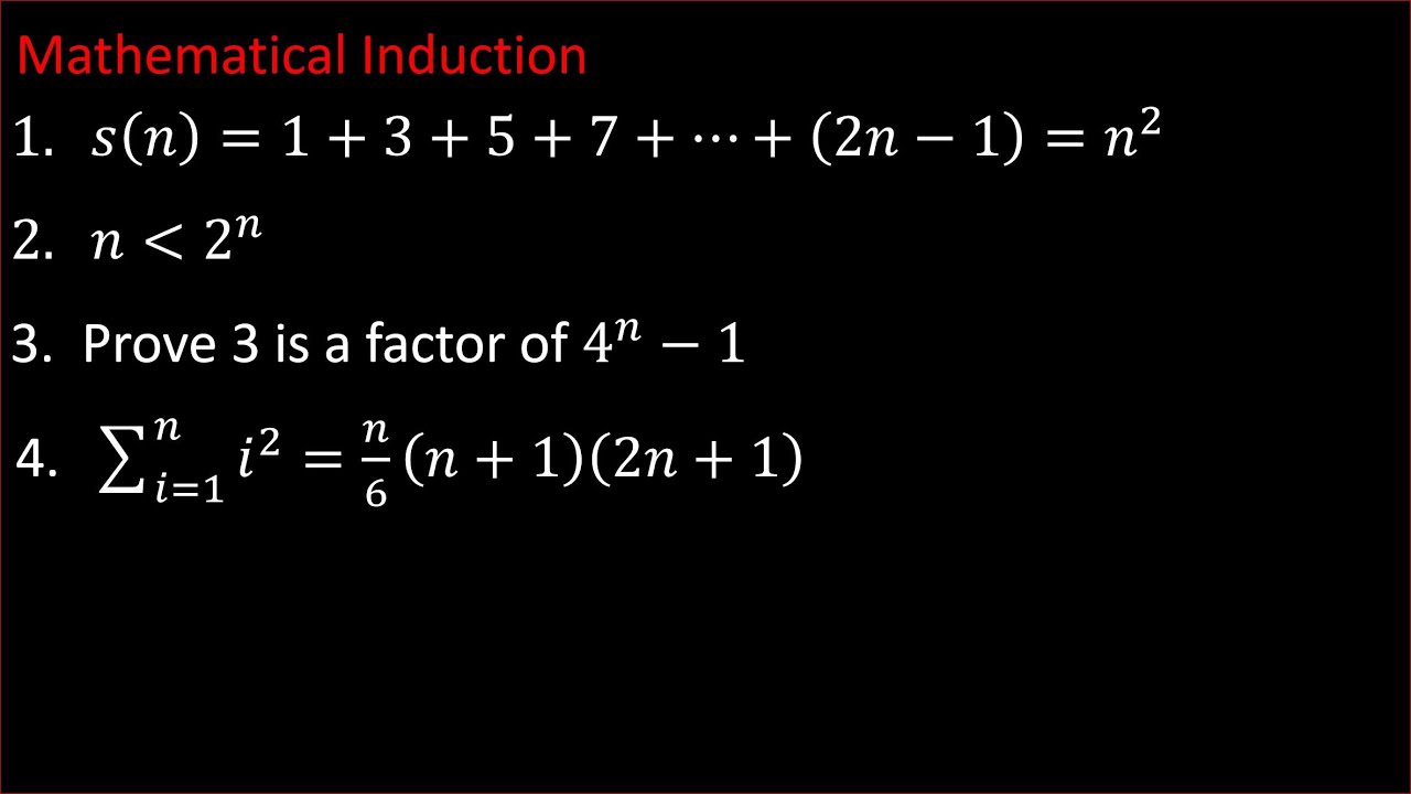Proofs By Mathematical Induction - YouTube