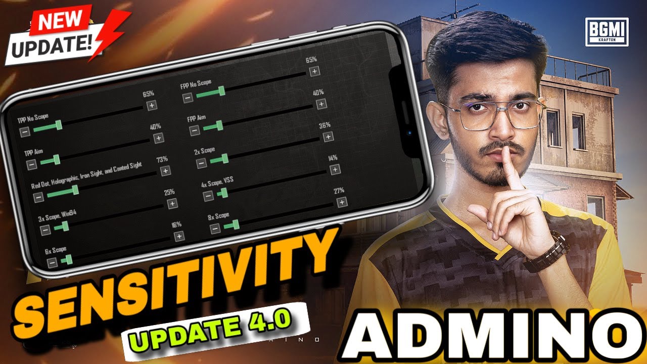 🔥 Admino Gaming Sensitivity Code Reveal today | Zero Recoil BGMI 4.0 Update Settings Android/iOS ...