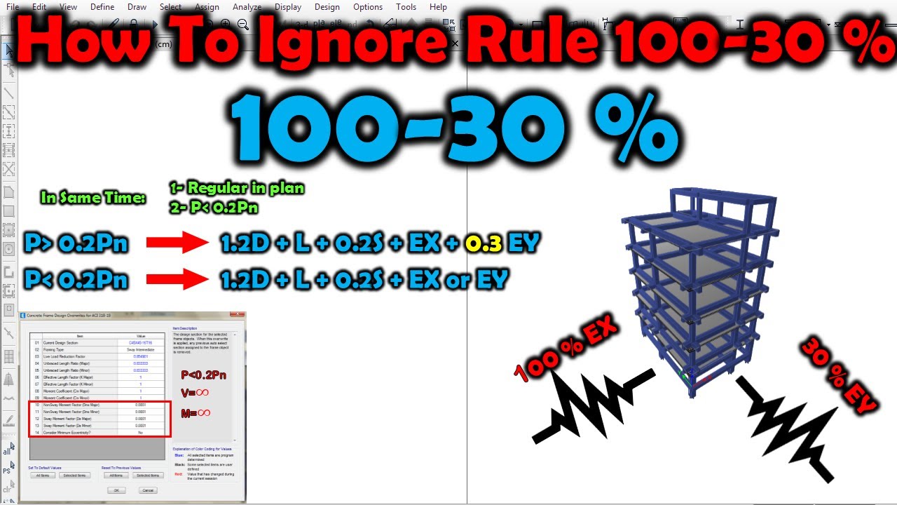 How To Ignore Rule 100-30 In Load Combinations RC IMF 2023 - YouTube
