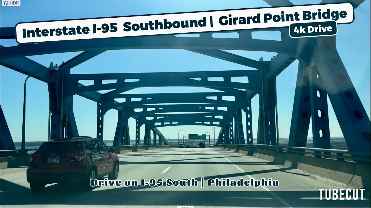 Drive on Interstate I-95 South | Girard point Bridge | Philadelphia ...