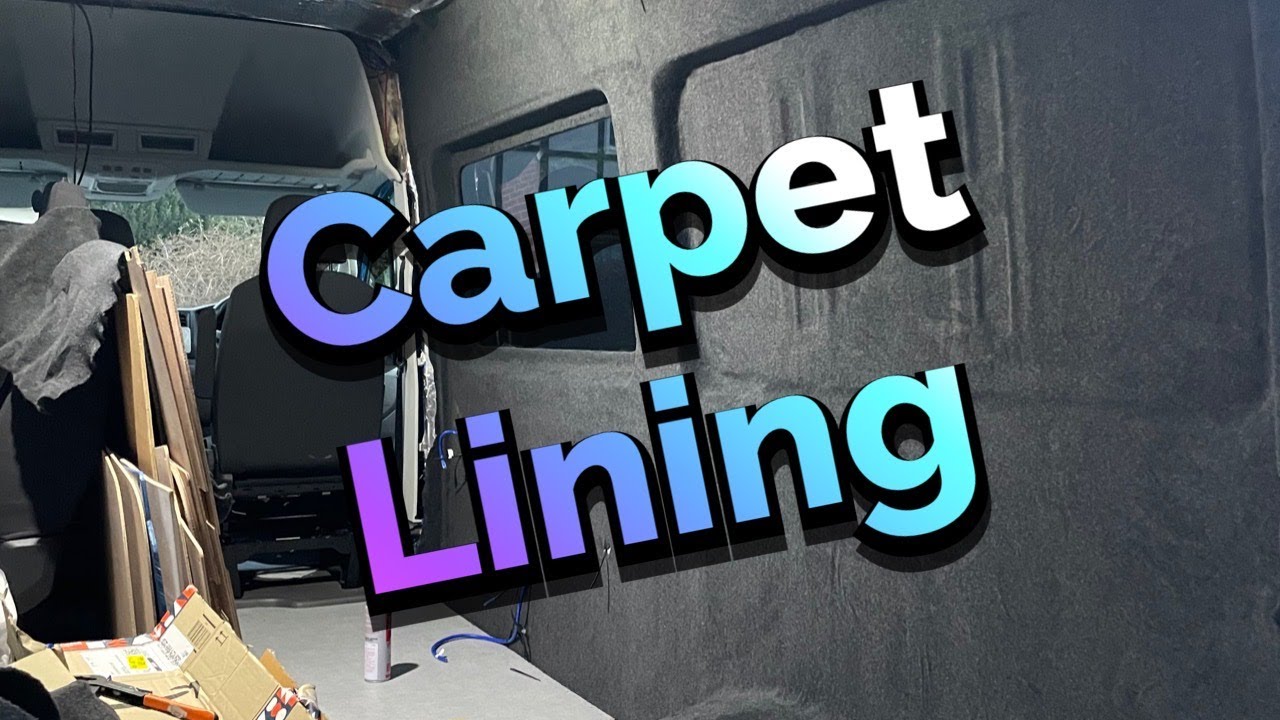 Installing 4 way stretch carpet in the camper van and installing the ...