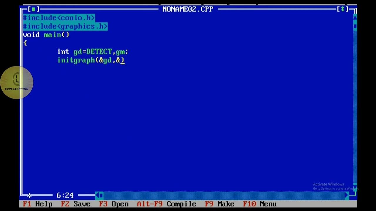 C Language Graphics Handling Sector Codelearning Youtube