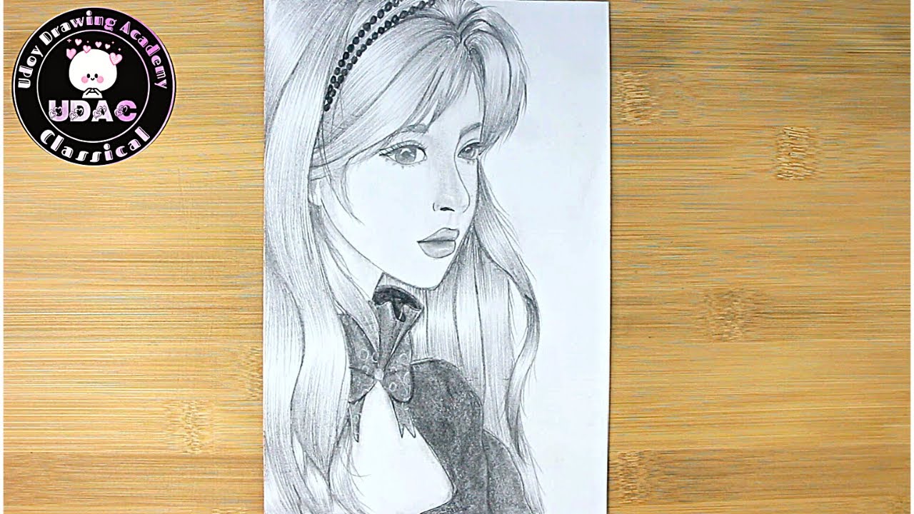 A GIRL WITH BEAUTIFUL HAIR PENCIL SKETCH DRAWING || BEAUTIFUL GIRL ...