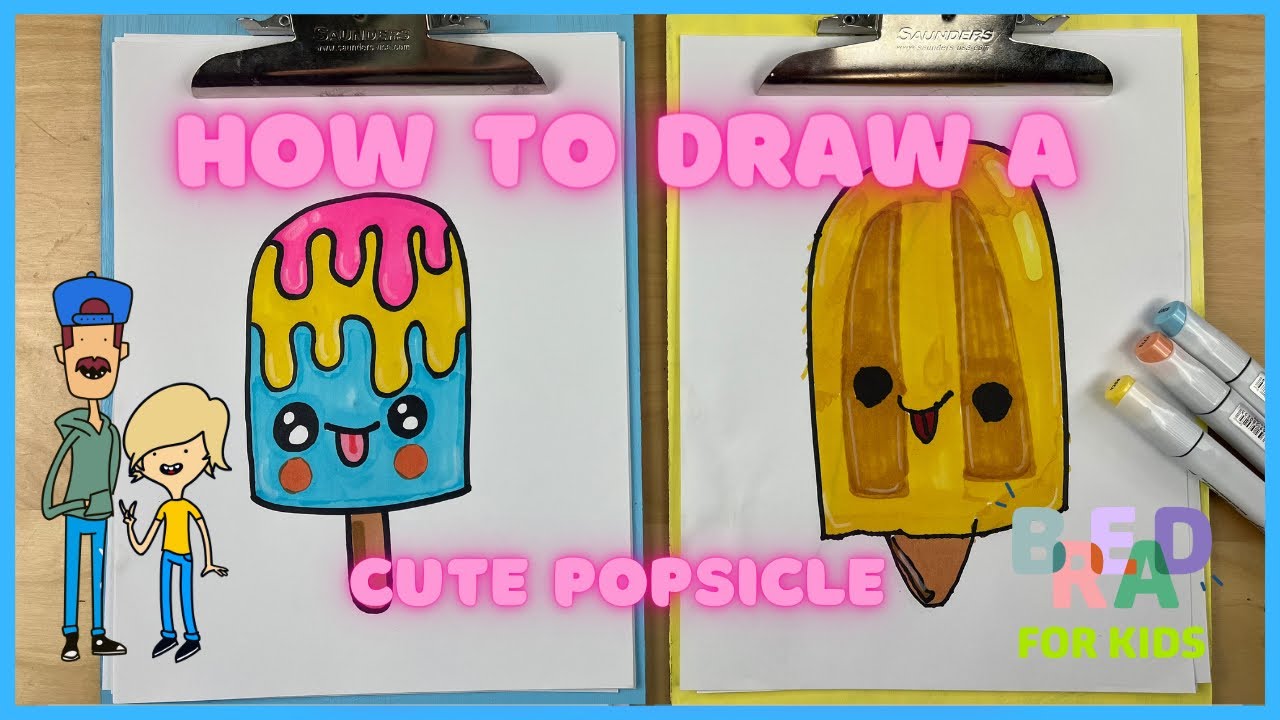 How to Draw a Cute Popsicle | BREAD FOR KIDS Art Videos - YouTube