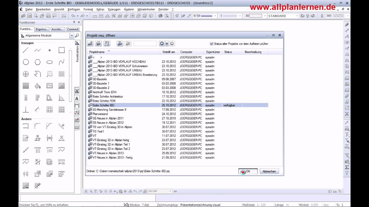 Allplan-IBD Teil 1/8-Projektstart - YouTube