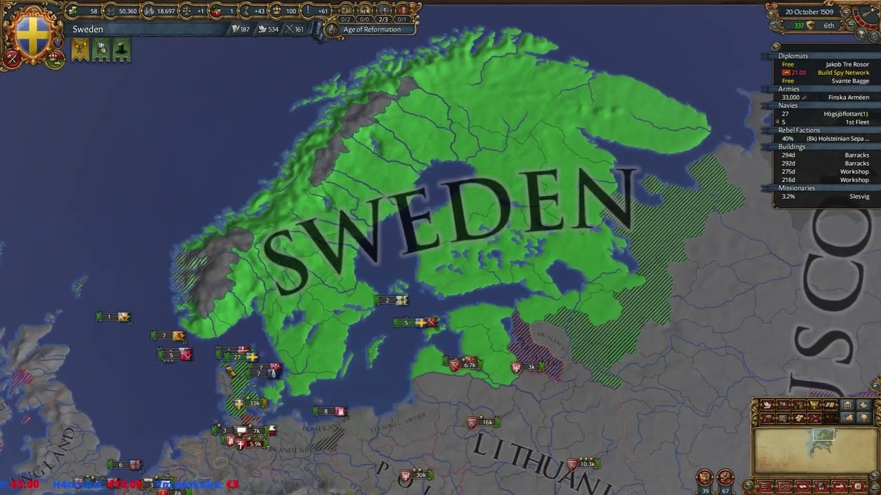 EU4 Sweden Scandinavia HRE Revoke Privilegia #5 - YouTube