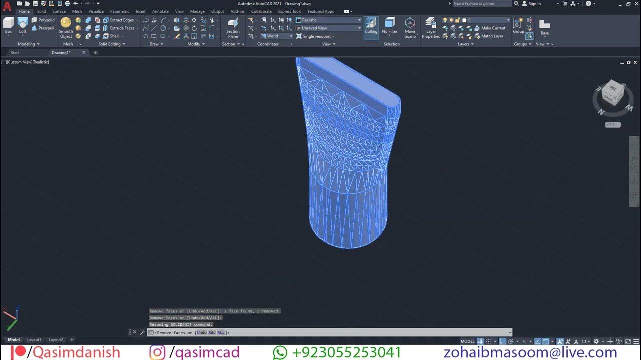 How to Autocad 3d Practice Beveled Nozzle - QasimCAD - YouTube