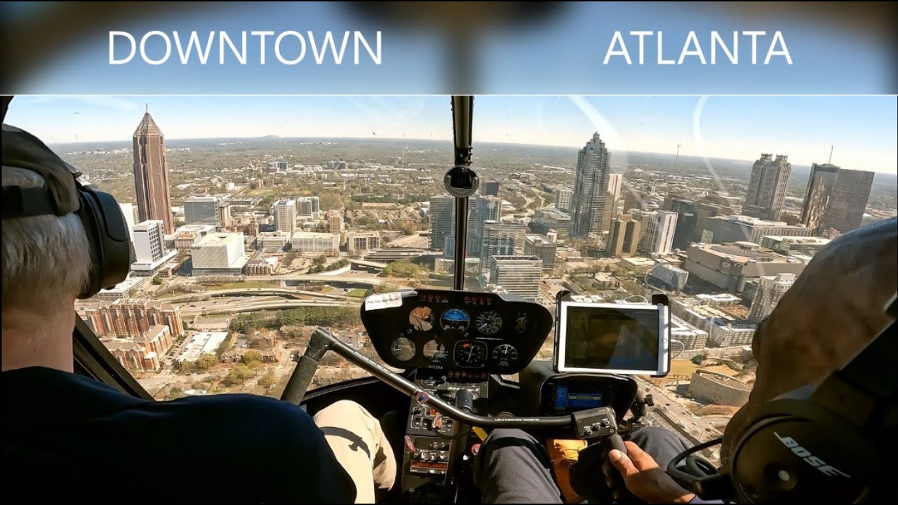 Flying over Downtown Atlanta in an R44 - YouTube