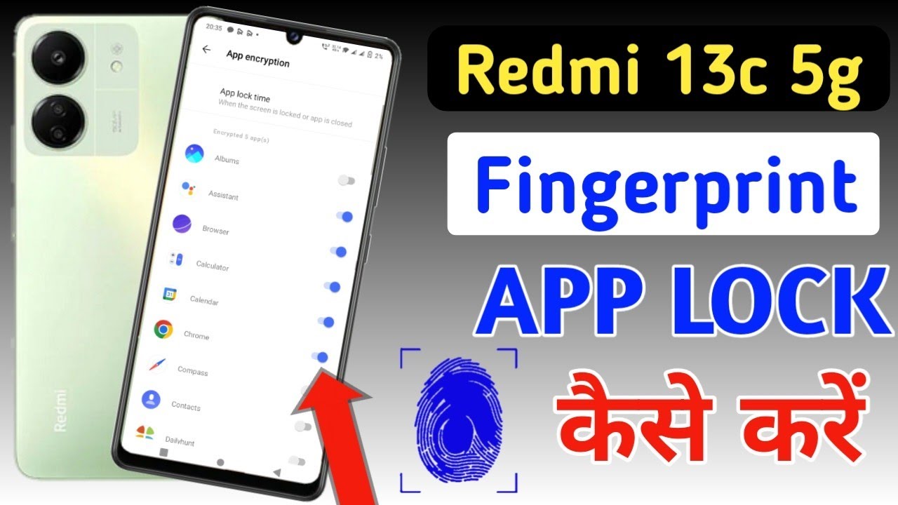 Redmi 13c 5g fingerprint app lock/Redmi 13c 5g me app lock kaise kare ...