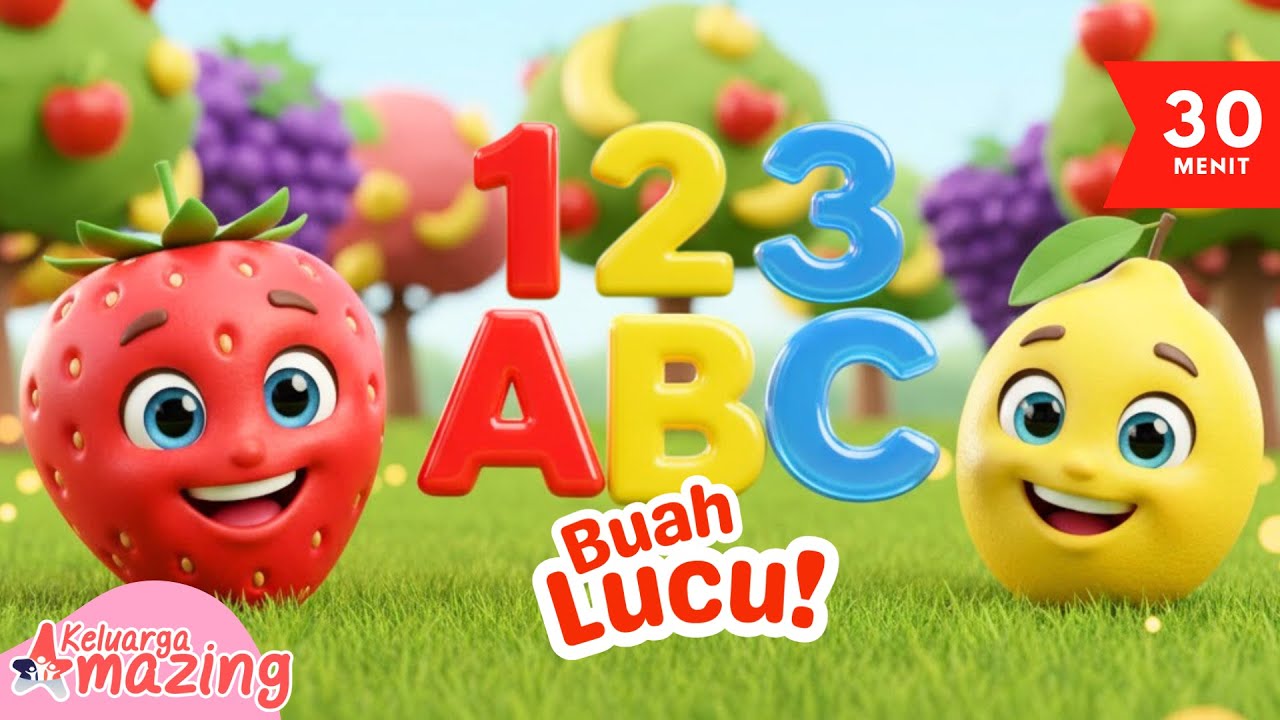 🍒 Belajar Huruf A B C & Angka 1 2 3 Edukasi Anak TK & PAUD + Nama Buah ...