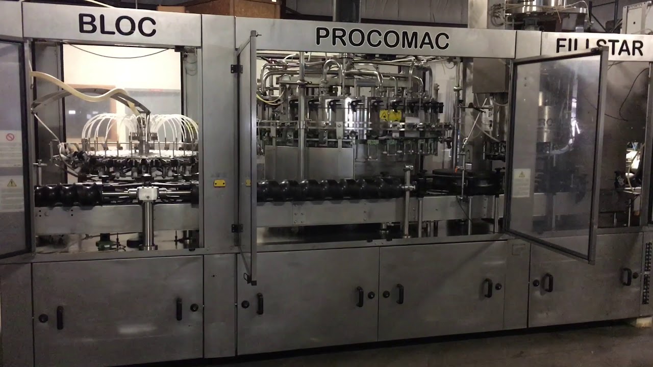 Procomac 28/32/8 Tribloc Rinser-Filler-Crowner - YouTube