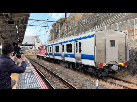 E531系甲種輸送クハE531-17（2代目） J-TREC横浜出場甲種輸送9596レ・甲112 逗子到着 - YouTube