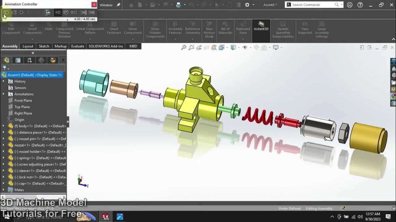 Solidworks Assembly Tutorial A03explode And Unexplode View Fuel Injection Nozzle Modeling