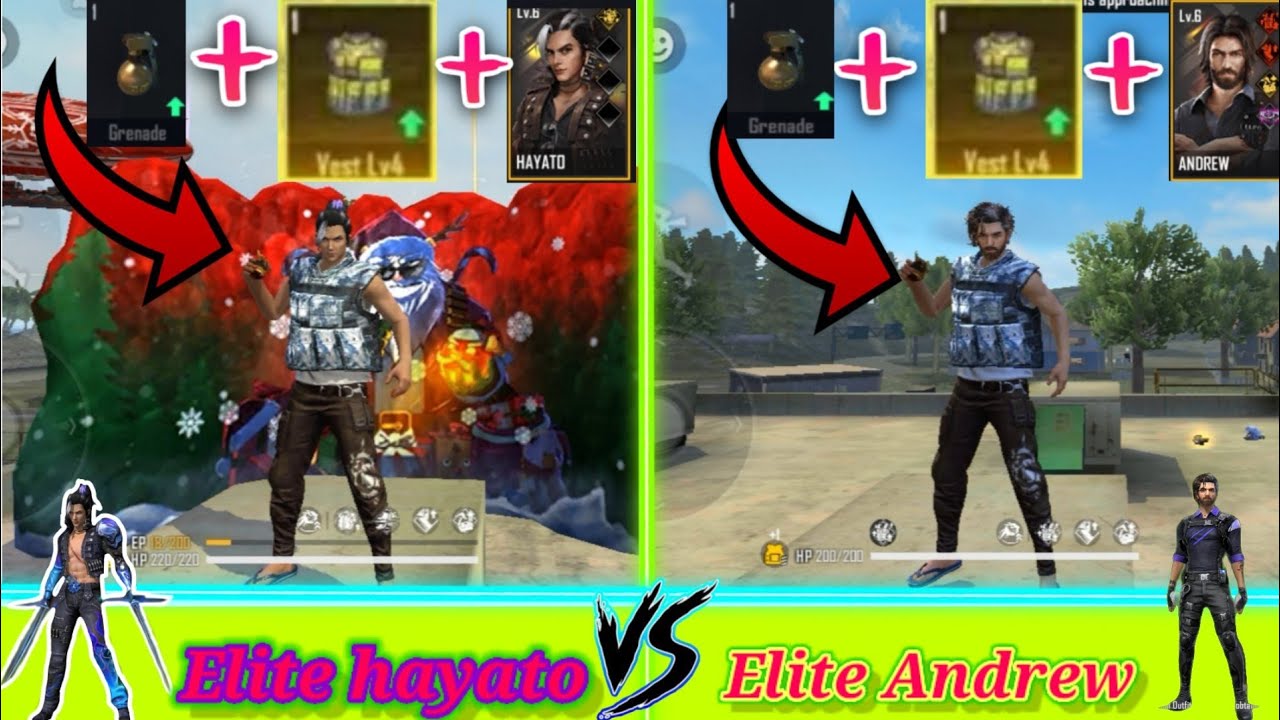 ELITE HAYATO VS ELITE ANDREW FULL ABILITY TEST IN FREE FIRE-SAMSUNGA2 ...