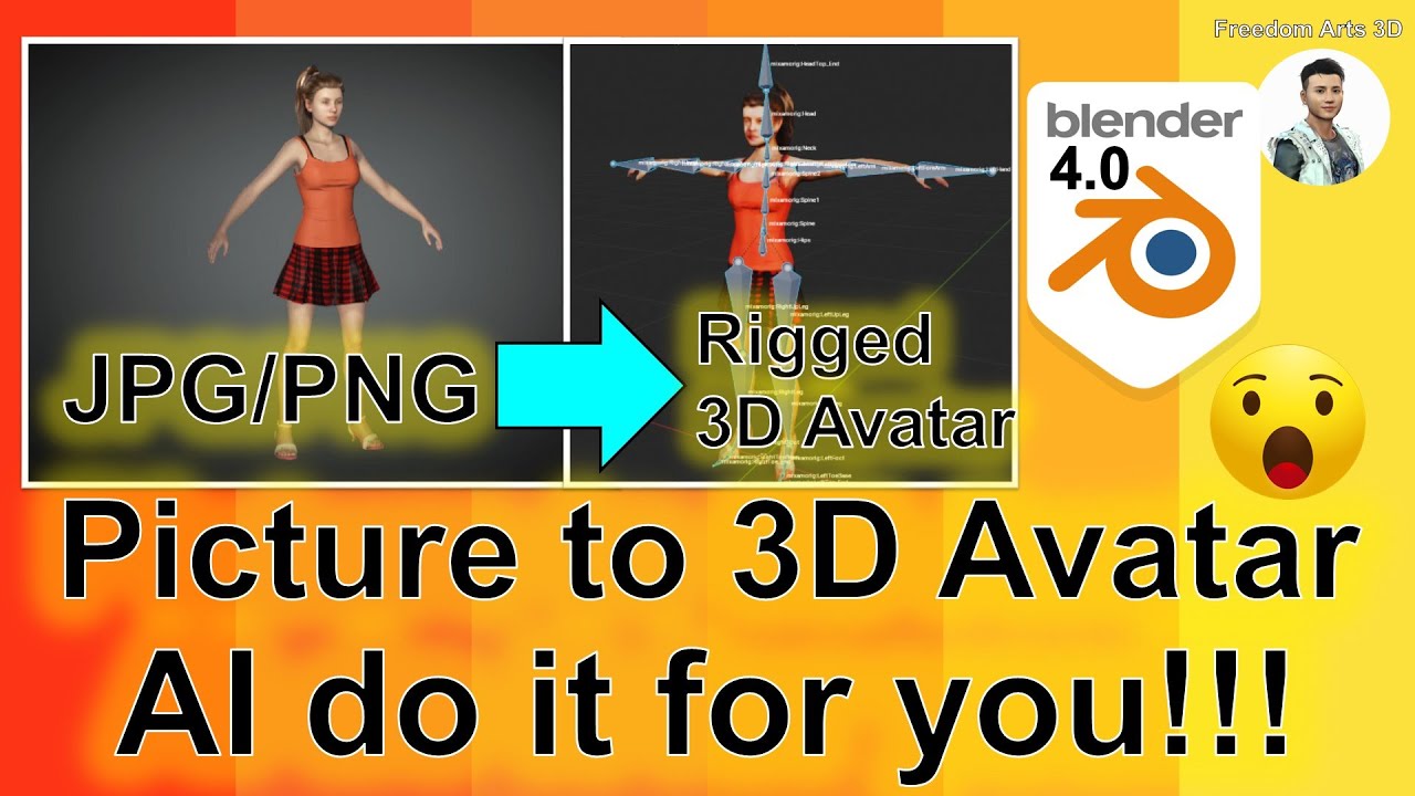 Blender | AI Picture to 3D Avatar | AI do it for you | Auto Rigging | Blender - YouTube