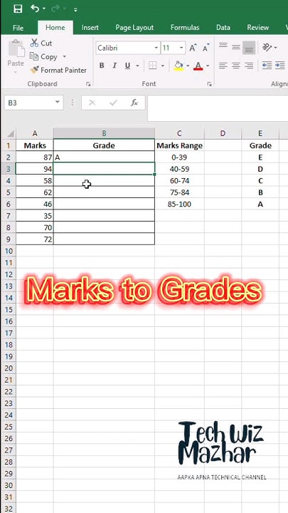 How to convert Marks to Grades|Marks to Grades|Excel Tips|YT Shorts ...