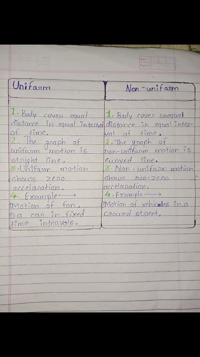 Difference between ( Uniform and Non-uniform motion) for class 9 - YouTube