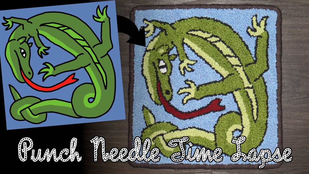 Punch Needle Rug Hook Time Lapse - Medieval-inspired Lizard - YouTube