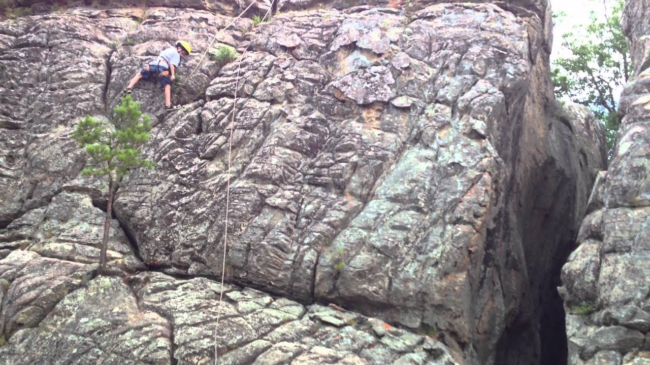 Top roped 7yo Rock Climbing Robbers Cave State Park - YouTube