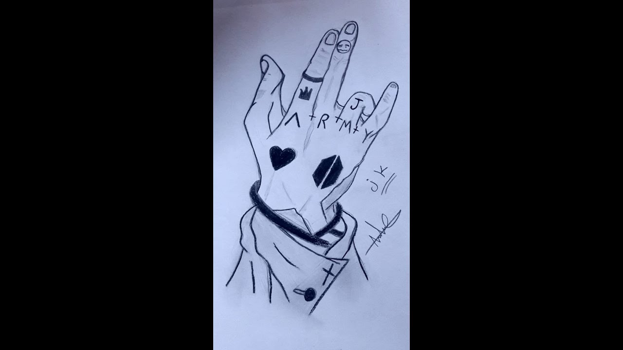 رسم سهلطريقه رسم يد جونغكوك من فرقه بي تي اس بالرصاص خطوه بخطوه للمبتدئينdrawing تعلمالرسم