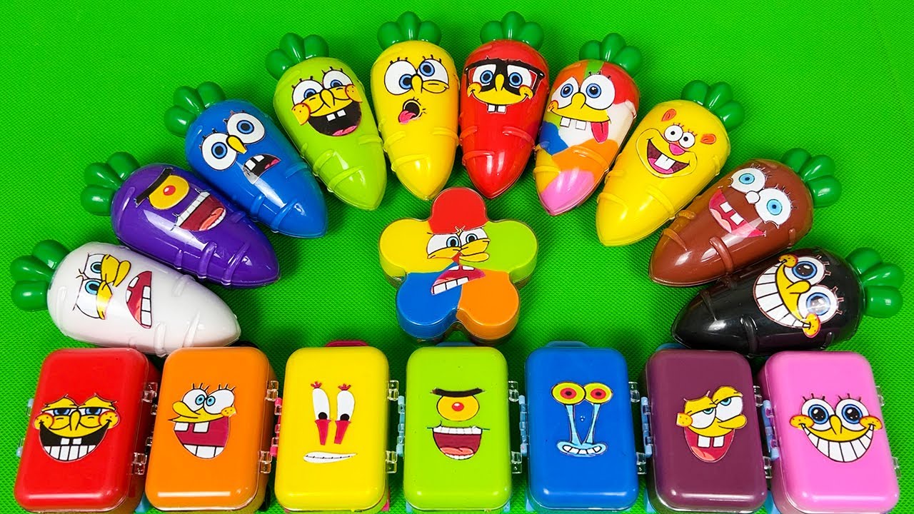 Looking SpongeBob Squarepants SLIME in Suitcase, Carrot, Flower Shapes ...