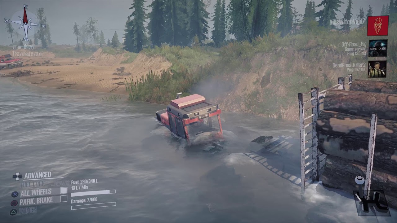 Mudrunner - Water crossing on Grizzly Creek Skidder Attempt 1 - YouTube