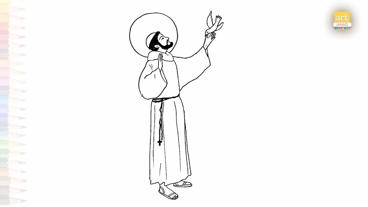 Saint Francis of Assisi drawing easy | Outline sketches | How to draw ...