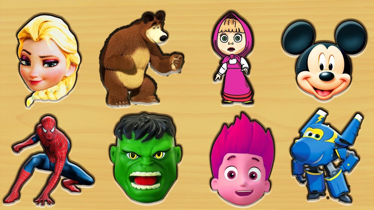 Elsa Masha Spiderman Mickey Mouse Ryder Puzzle Finger Family Colors ...