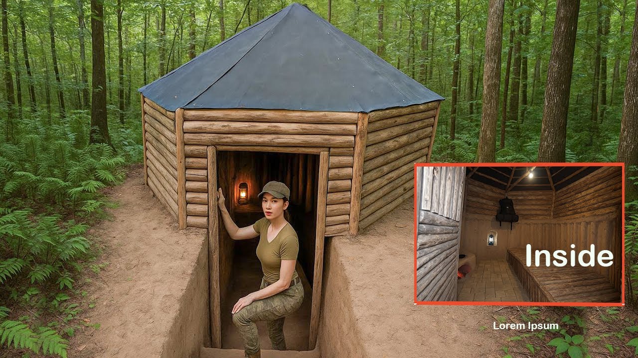 Building a COMPLETE Underground Log Cabin | Bushcraft Shelter (Start to ...