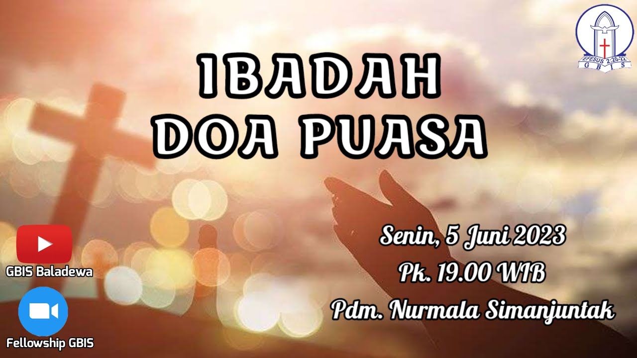 Ibadah Doa Puasa 5 Juni 2023 | Pdm. Nurmala Simanjuntak - YouTube