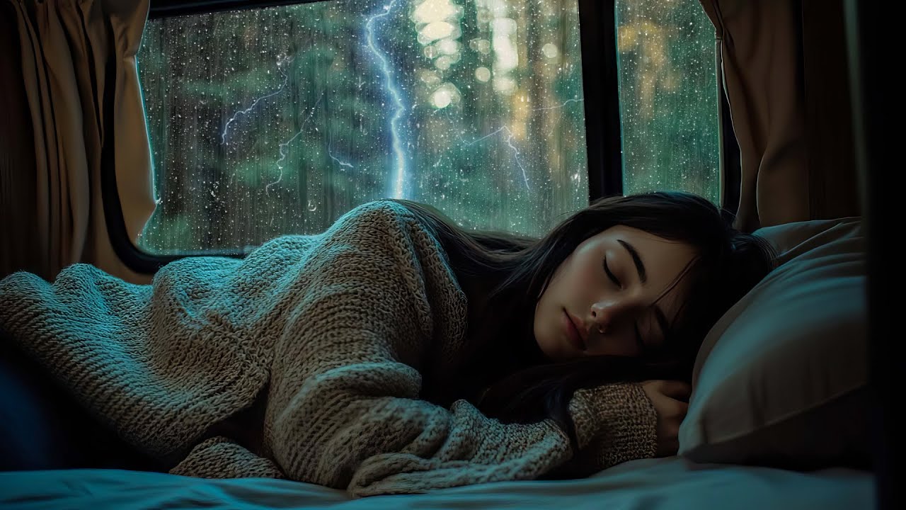 Sleep alone in the heavy rain inside a Camping Car - A Night ...