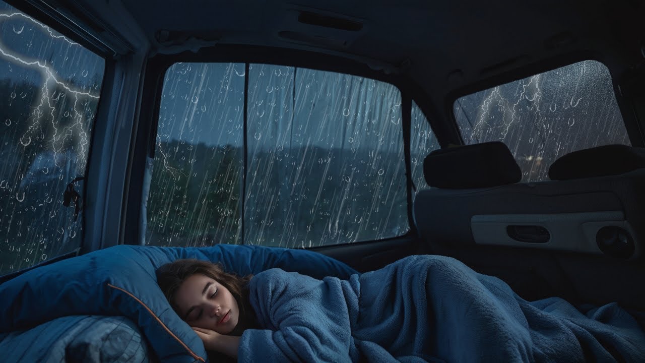 Rain Sounds For Sleeping - Night Rain on Car - 12 Hours with Soothing ...
