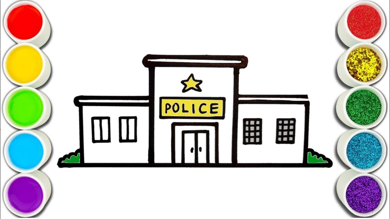 Police Station Drawing Easy For Kids | Child Art - YouTube