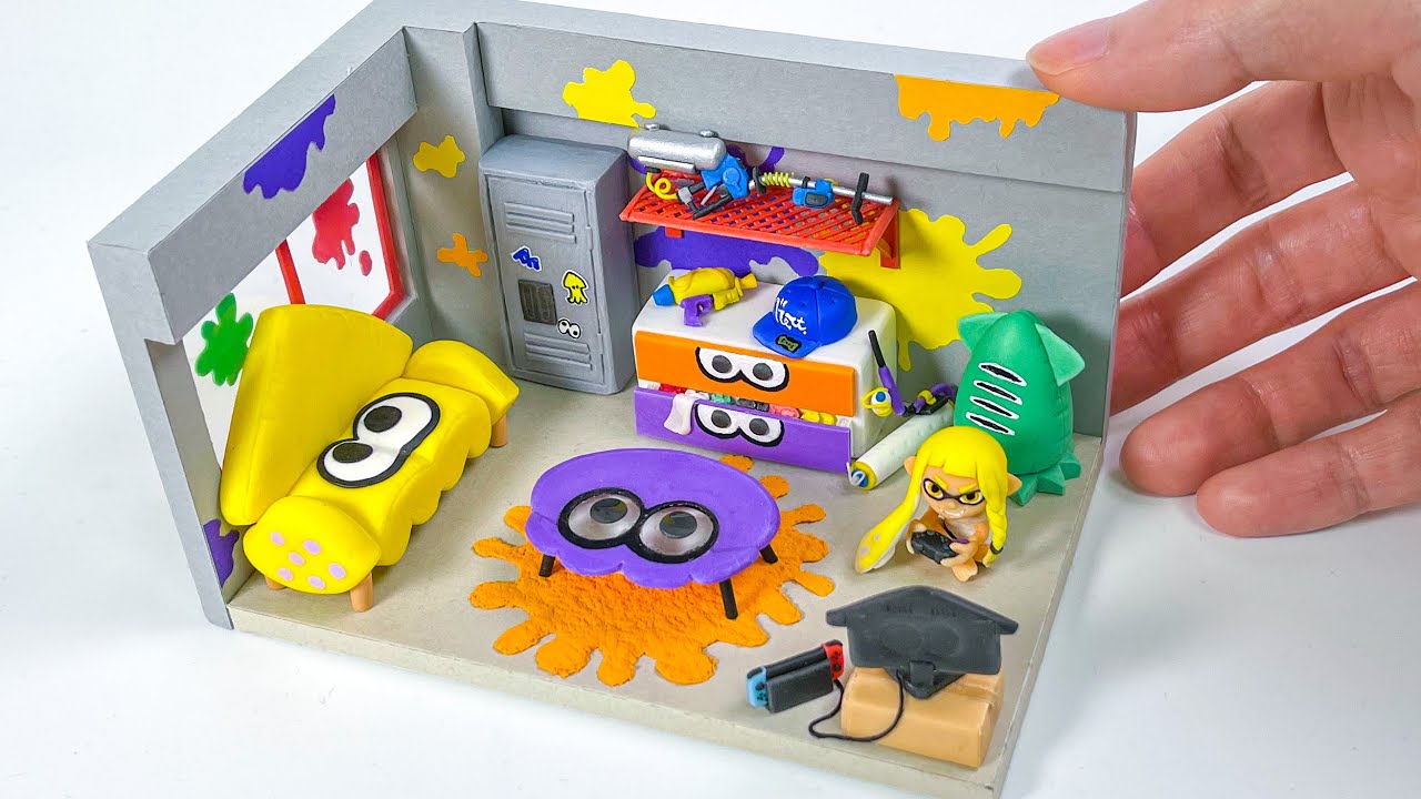 DIY Miniature Splatoon Inkling's Room - Polymer Clay Tutorial - YouTube