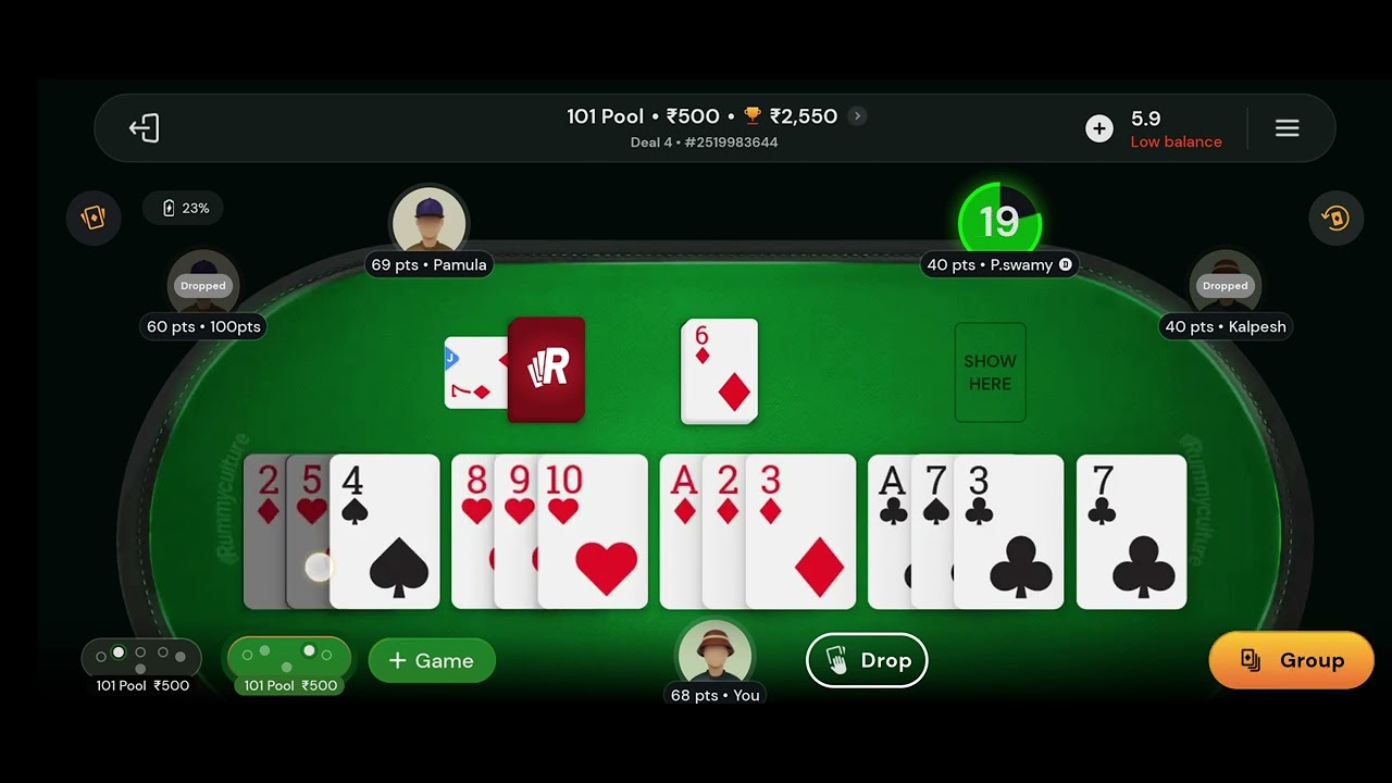 RUMMY CULTURE ( 1 Player one device 2 games 101 pool ) - YouTube