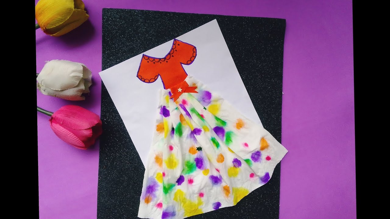 Diy dress with tissue paper | Paper craft | Tissue paper craft | craft ...