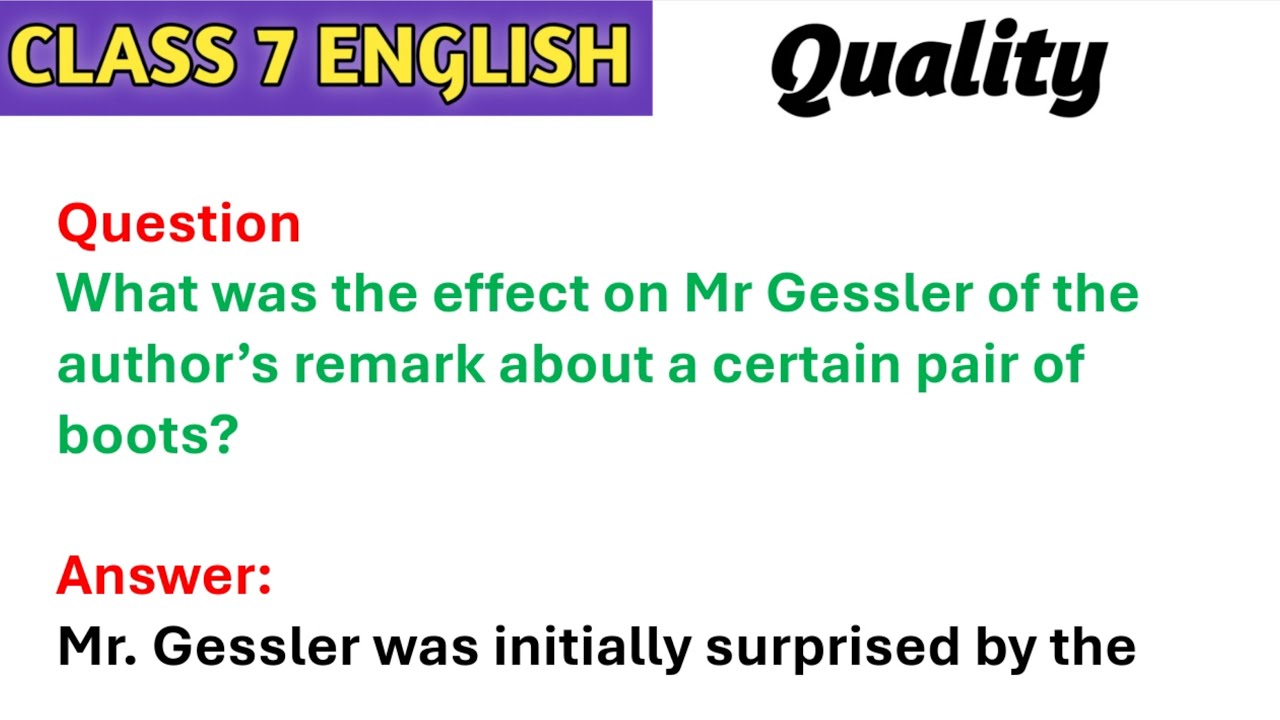 What was the effect on Mr. Gessler of the author's remark about a ...