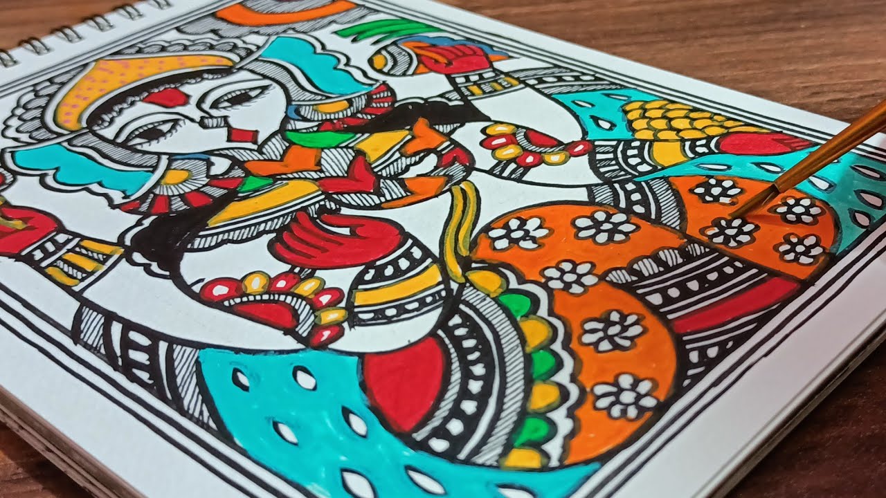 how to draw { Ganpati Bappa } ganesha in mithila painting || mithila ...