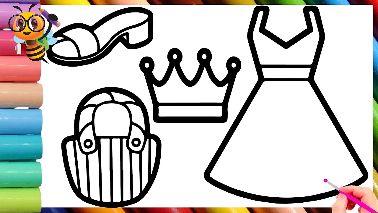 Princess Dress Drawing and Coloring for kids . How to draw cute ...