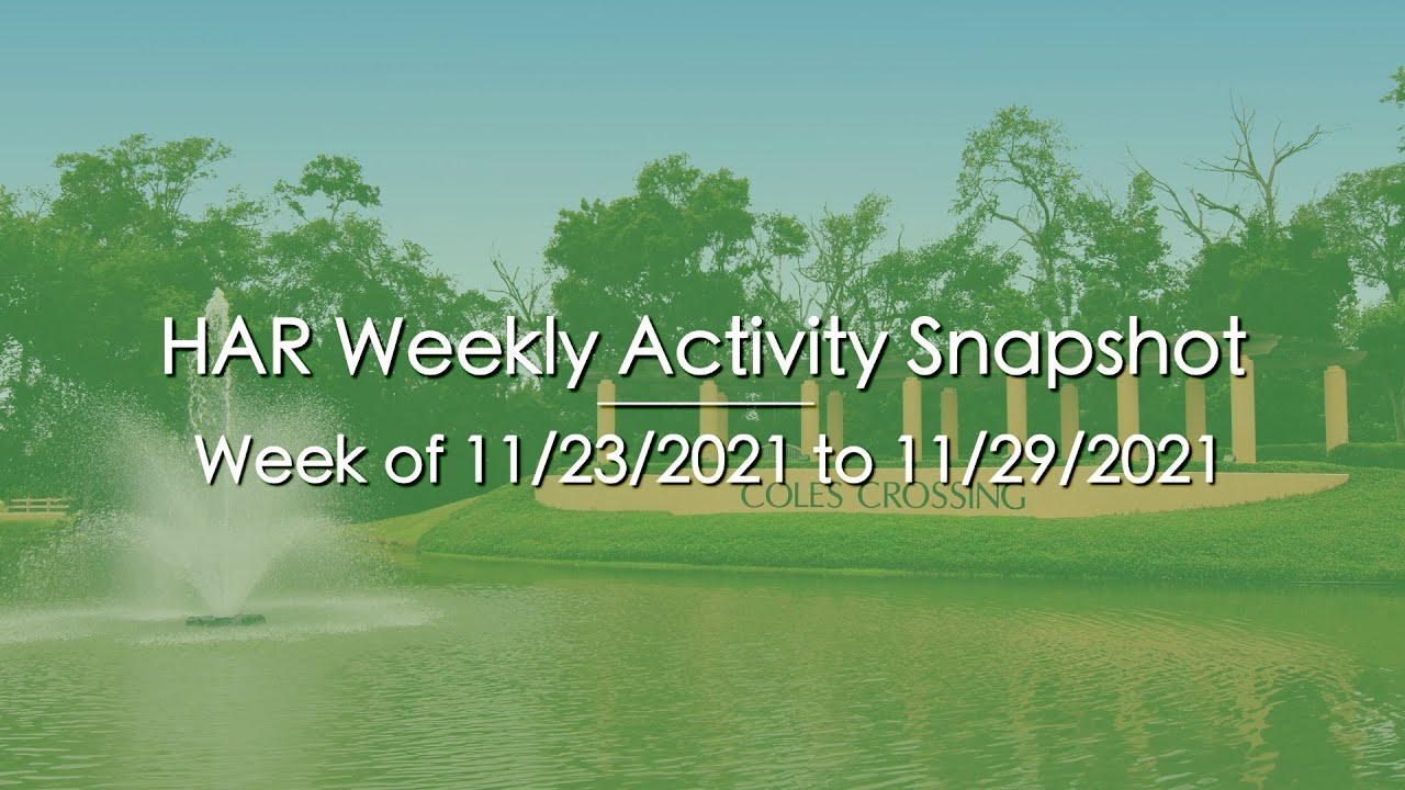 HAR Weekly Activity Snapshot - Week of 11/23/2021 - 11/29/2021 - YouTube