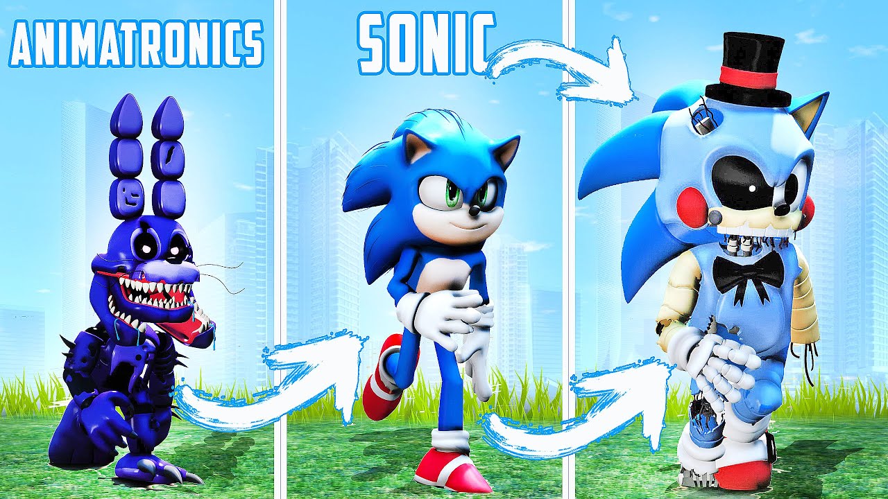 ANIMATRONICS SONIC VIROU SUPER TOY SONIC NO GTA 5? | GTA V Five Nights ...