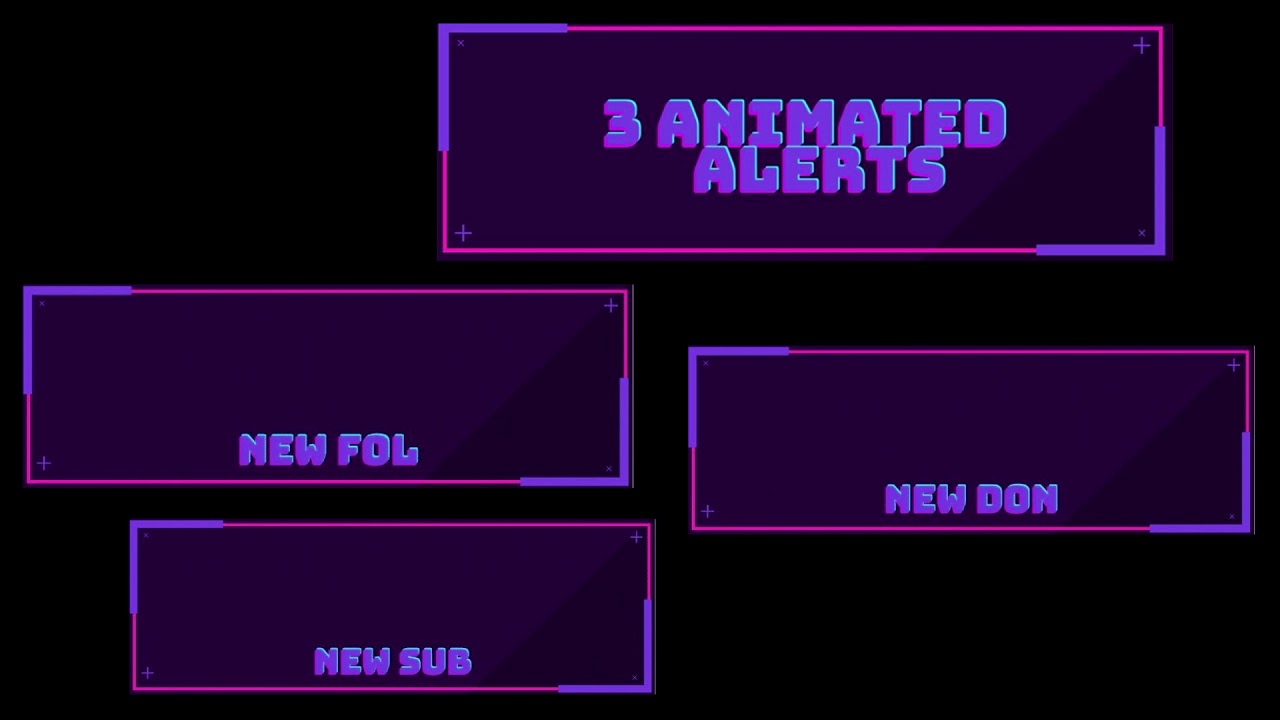 Purple neon stream package, neon purple twich panels, purple overlays ...